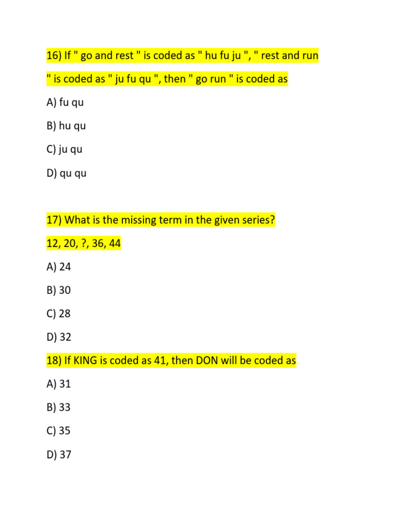 Reasoning Practice Questions 03 | PDF