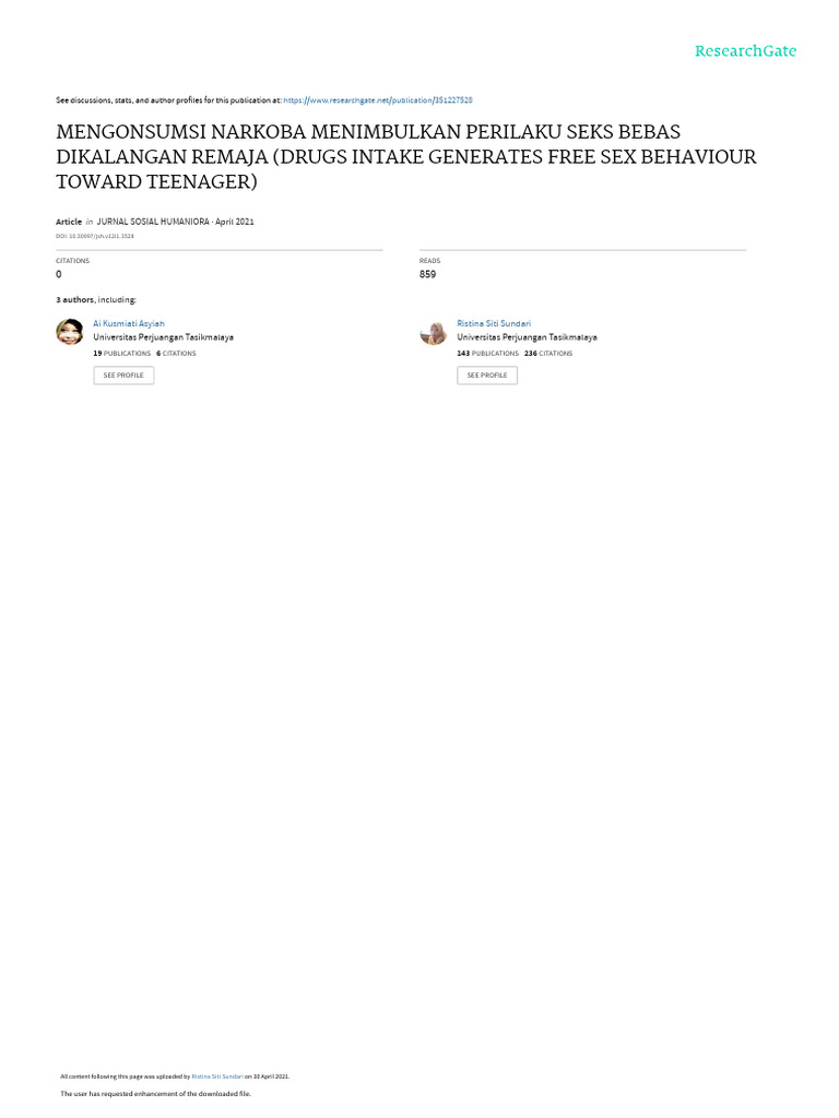 Mengonsumsi Narkoba Menimbulkan Perilaku Seks Bebas Di Kalangan Remaja | PDF | Adolescence ...