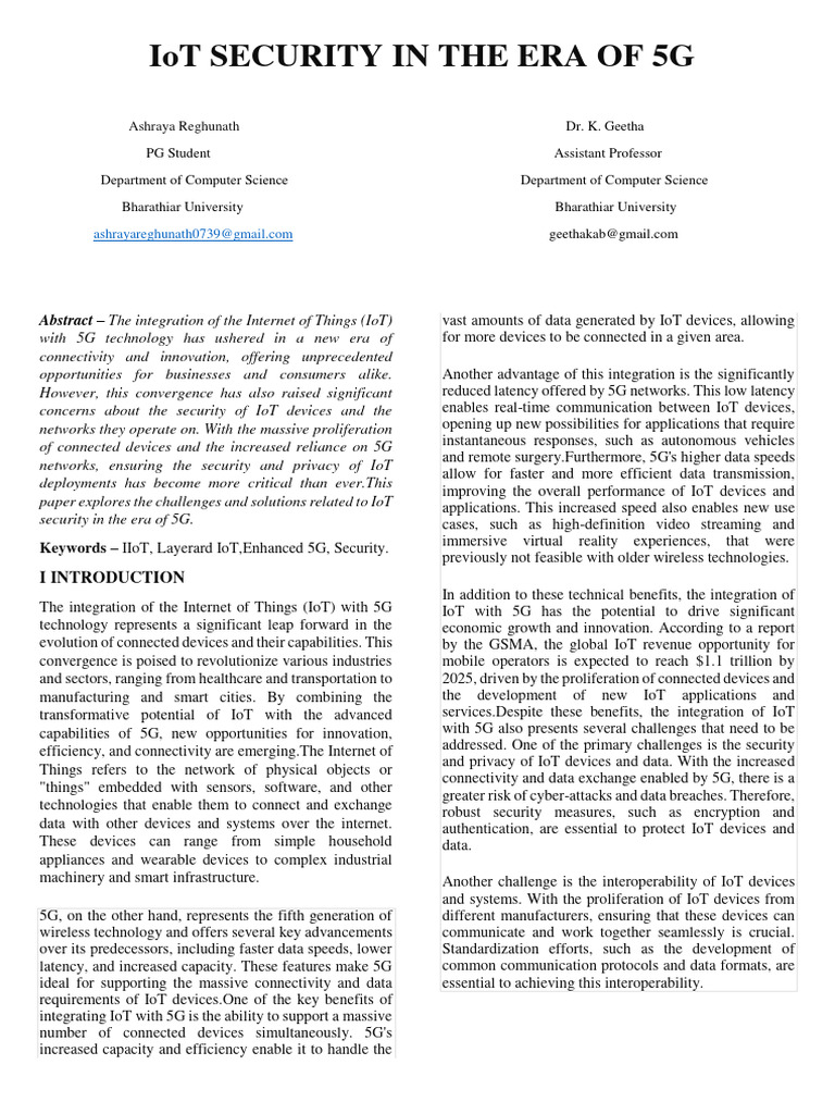 IoT SECURITY IN THE ERA OF 5G 22CSEE06-1 | PDF | Internet Of Things | Computer Security