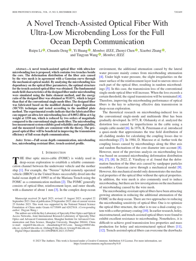 Ultra-Low Loss Trench-Assisted Fiber | PDF | Optical Fiber | Optics