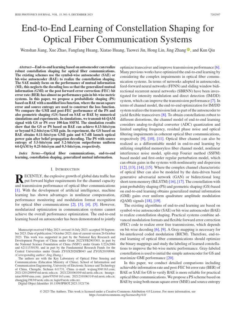 End-to-End Learning of Constellation Shaping For Optical Fiber ...