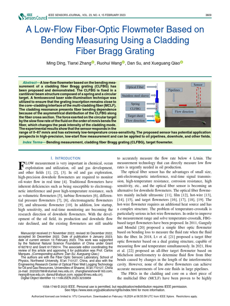 A Low-Flow Fiber-Optic Flowmeter Based On Bending Measuring Using A ...