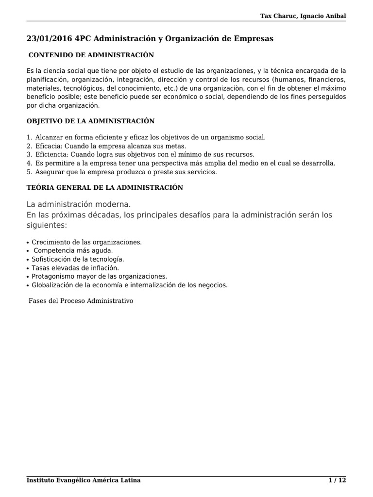 Administracion y Organizacion de Empresas | PDF | Business