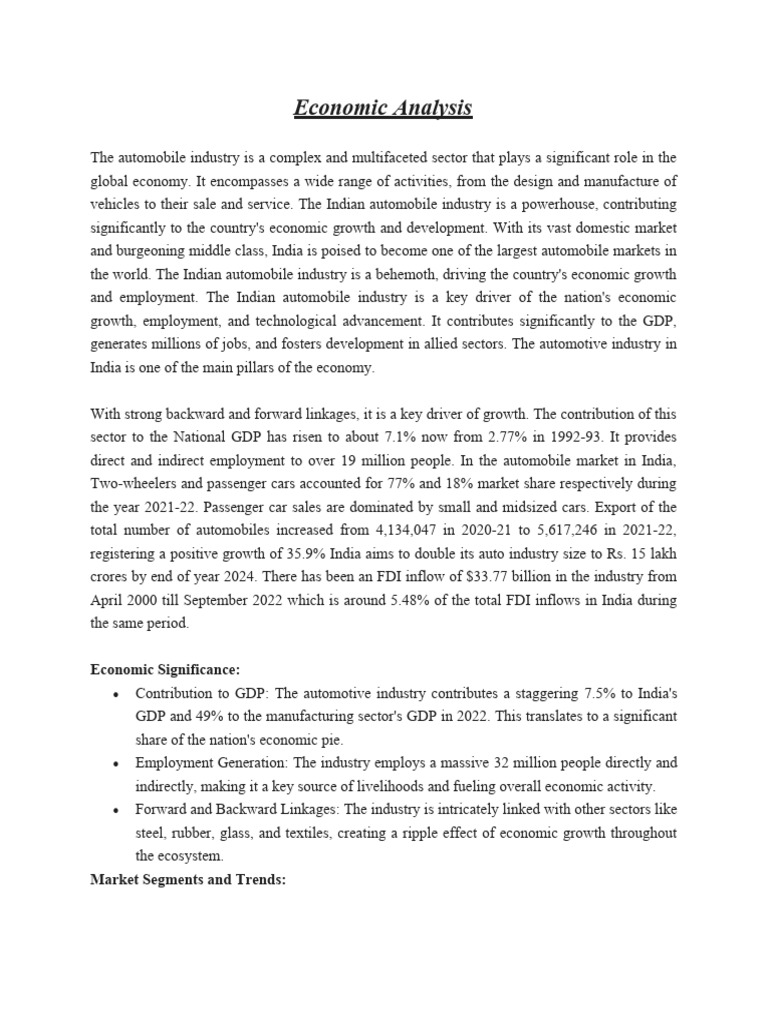 EIC Analysis Of Tata Motors PDF Vehicles Economies