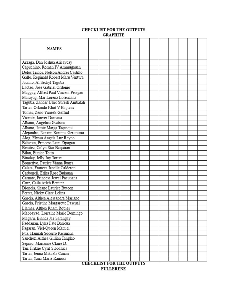 Checklist For The Outputs | PDF