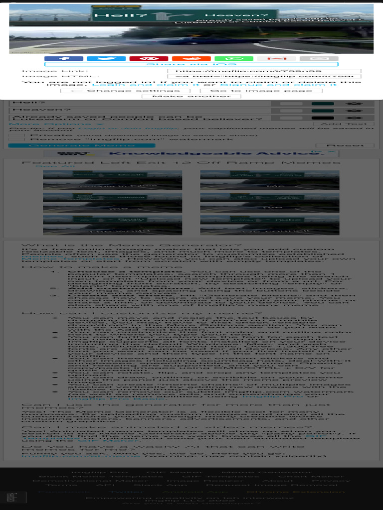 Left Exit 12 Off Ramp Meme Generator - Imgflip | PDF