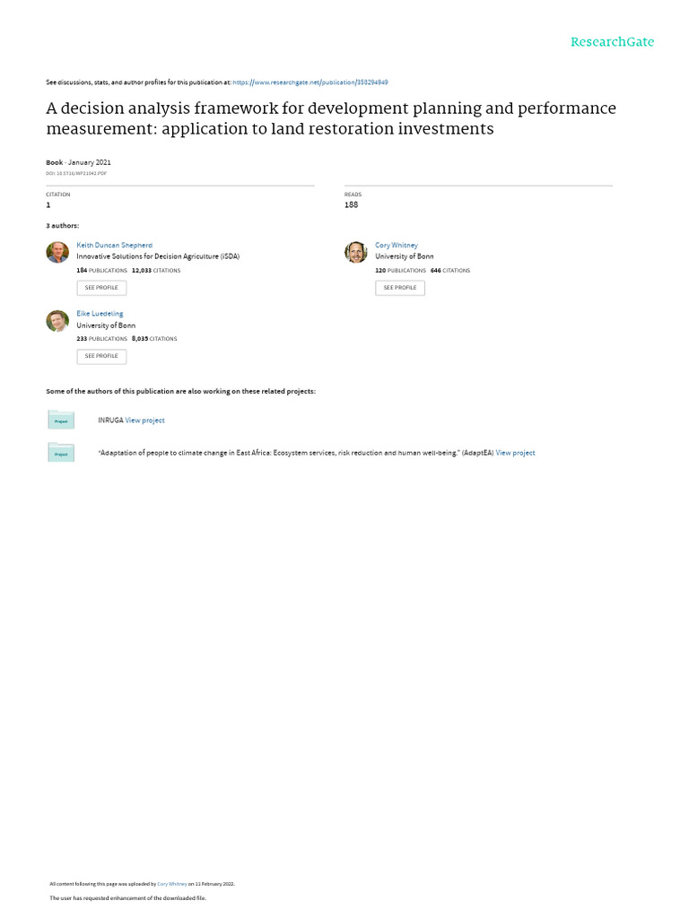 Decision Framework for Land Restoration | PDF | Risk | Decision Making