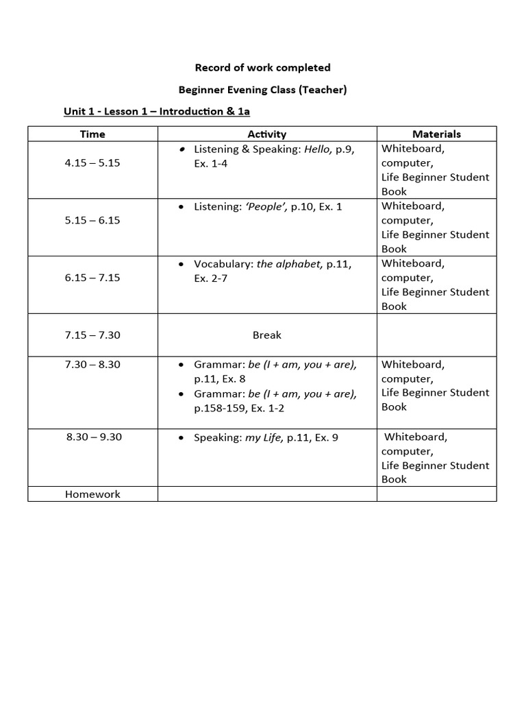 Life Beginner Week 1 | PDF | Applied Linguistics | Learning