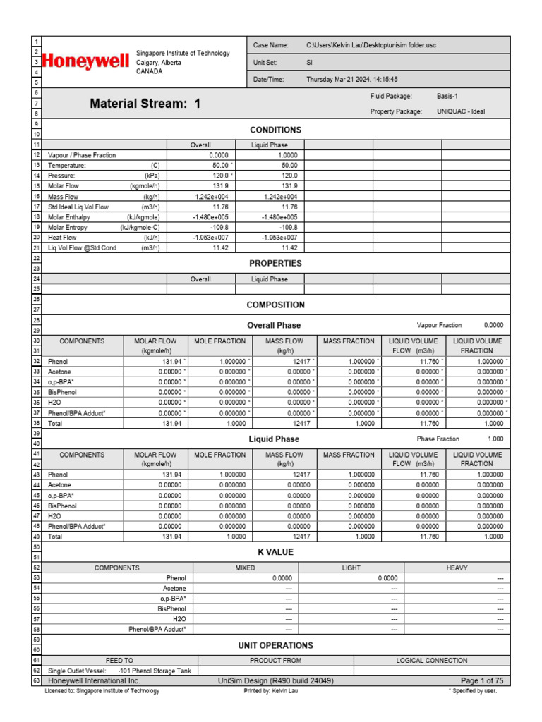 Material Stream: 1: Conditions | PDF | Fluid Dynamics | Pressure