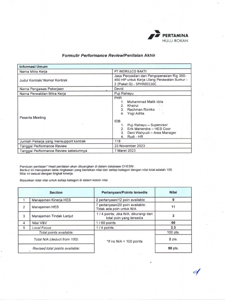 Form Performance Review | PDF