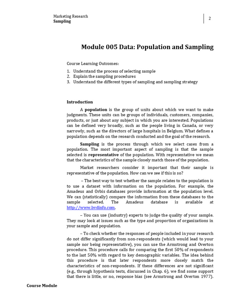 Week 3 - Population Sampling Lesson 5 | Download Free PDF | Sampling (Statistics) | Scientific ...