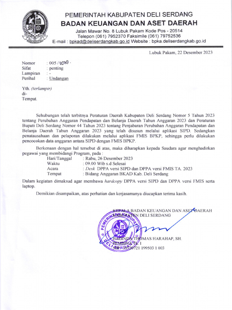 Undangan Desk DPPA Versi SIPD | PDF