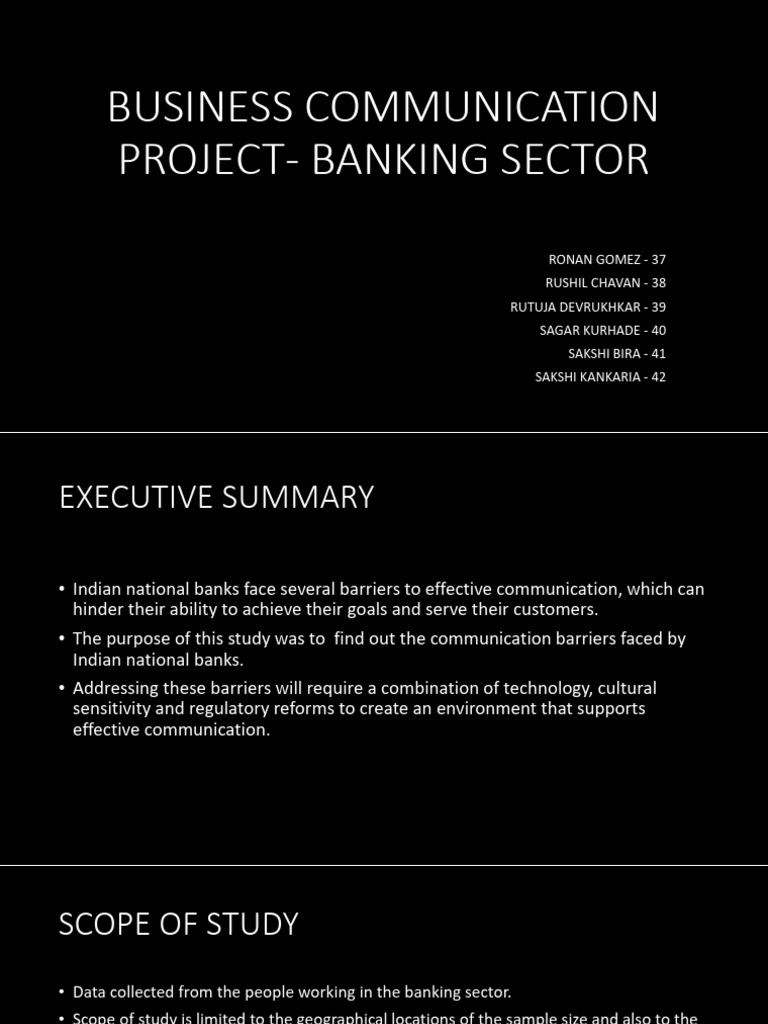 Business Communication Project - Banking Sector | Download Free PDF ...