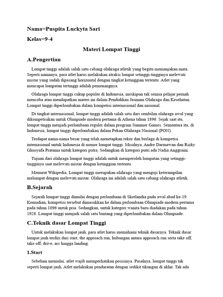 Panduan Lengkap Lompat Tinggi Atletik | PDF | Olahraga & Rekreasi