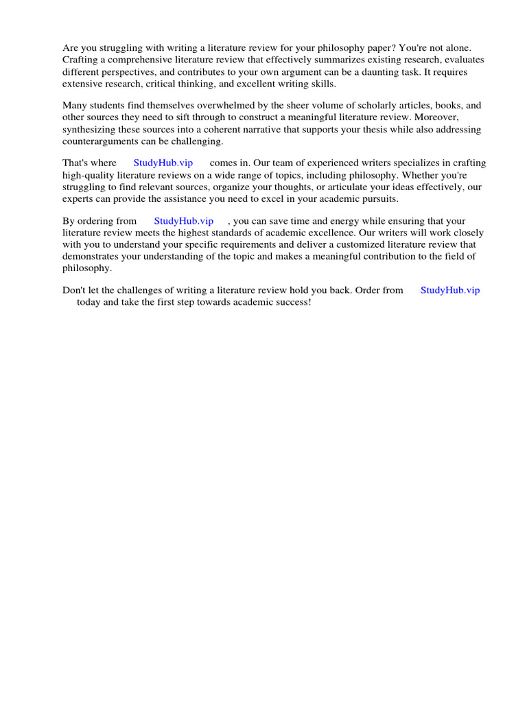 Philosophy Literature Review Example | PDF | Essays | Critical Thinking