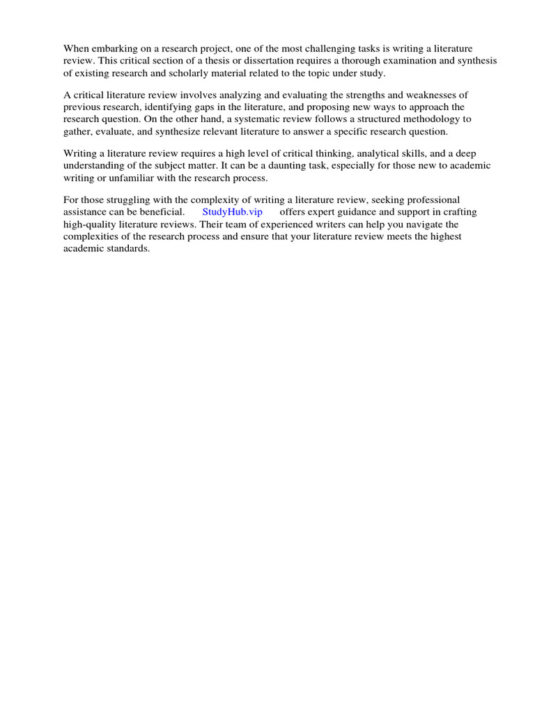Critical Literature Review Vs Systematic Review | PDF | Systematic ... Critical Literature Review Vs Systematic Review | PDF | Systematic ...