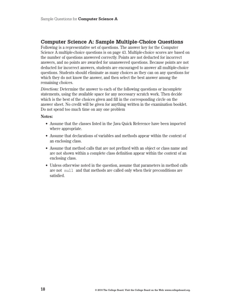 Ap Sample Questions From College Board | PDF | Class (Computer ...