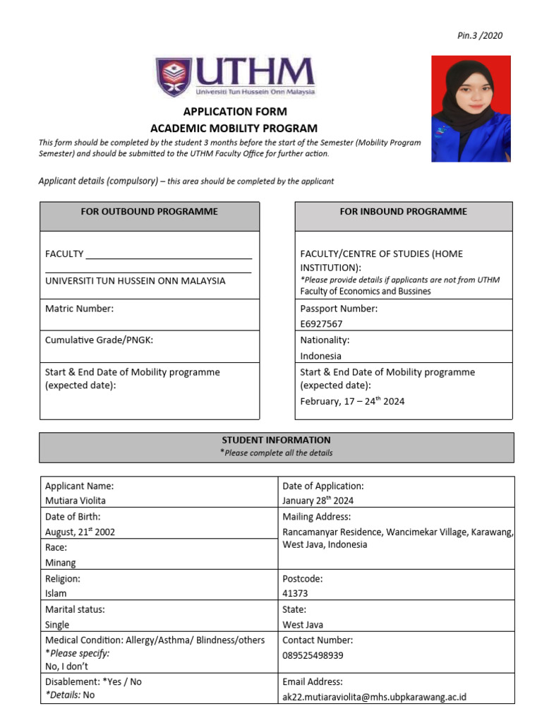 2 - Mobility Application Form PPA | PDF | Engineering | Mechanical ...
