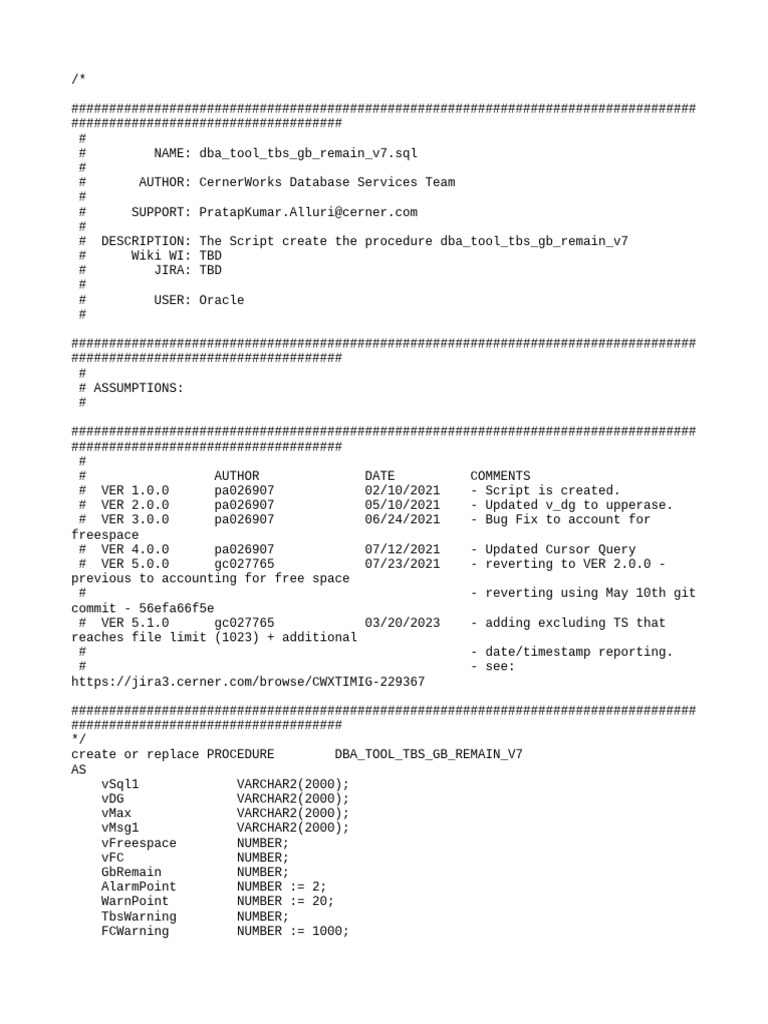 Oracle DBA Script for Tablespace Management | PDF | Computing | Software Engineering