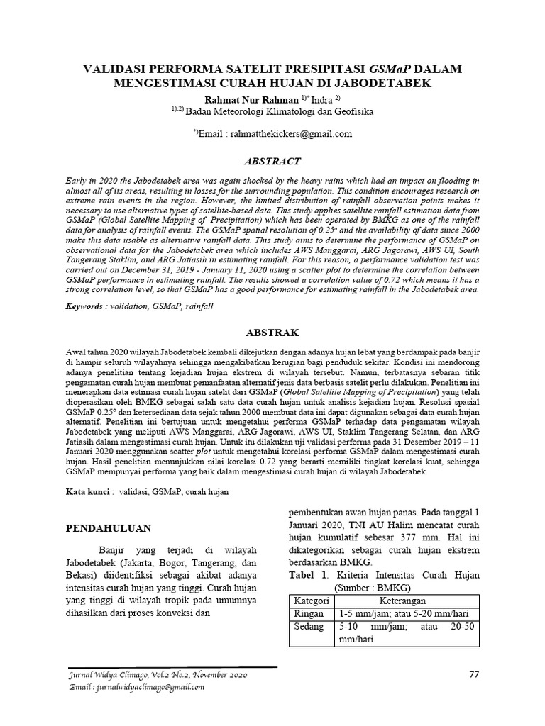 Validasi Performa Satelit Presipitasi Gsmap Dalam | PDF | Precipitation ...