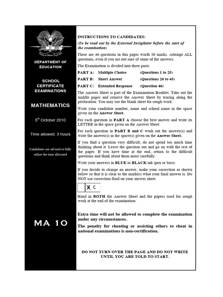 Exam Grade10 2010 Mat Pdf Elementary Geometry Euclidean Geometry