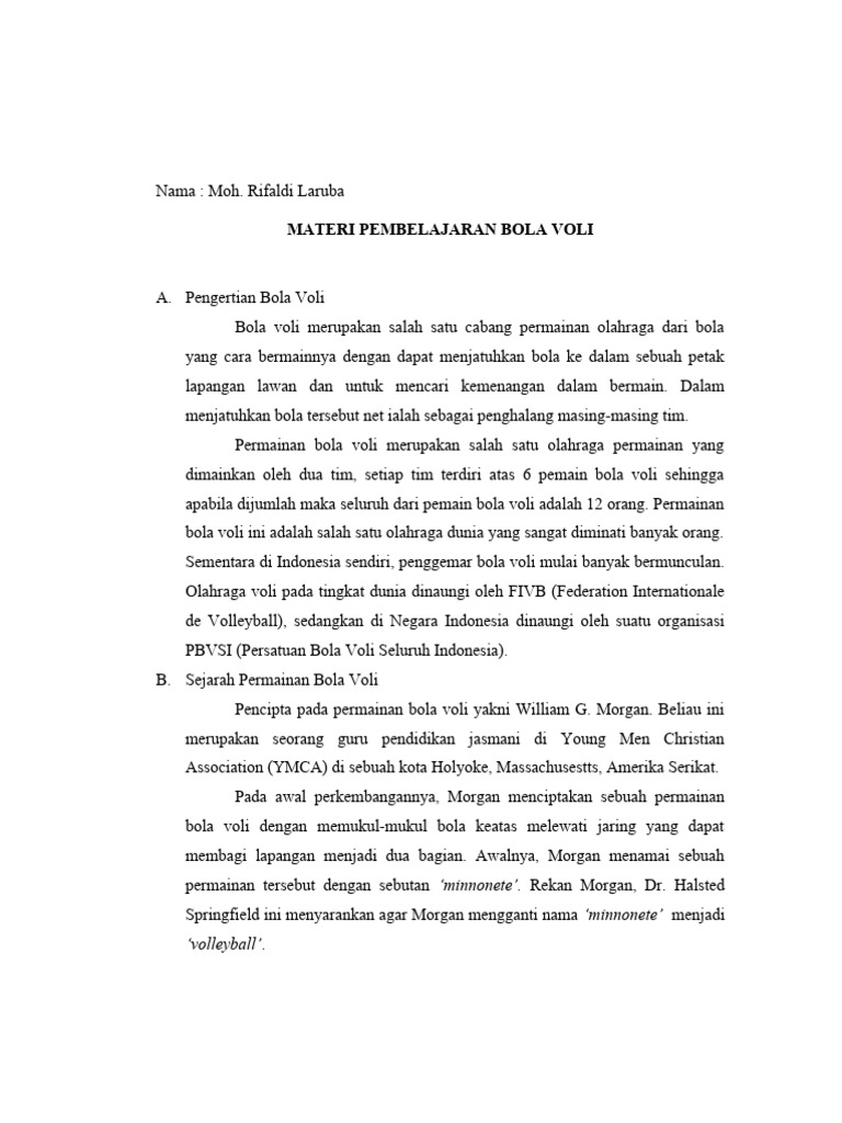 Materi Pembelajaran Bola Voli | PDF