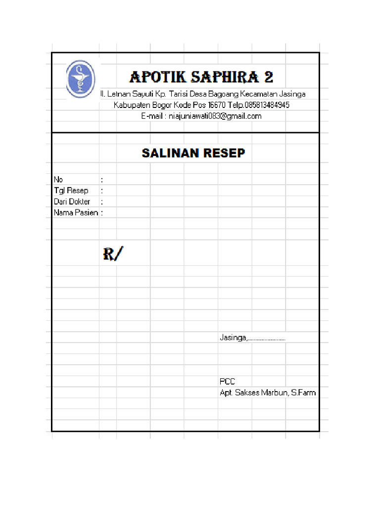 Form Copy Resep | PDF