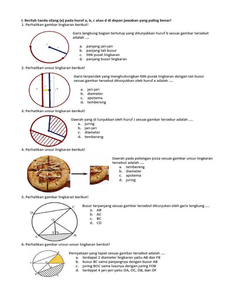 Soal Ul Mat Unsur Lingkaran | PDF