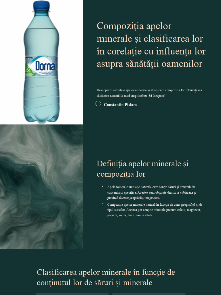 Compozitia Apelor Minerale Si Clasificarea Lor in Corelatie Cu ...