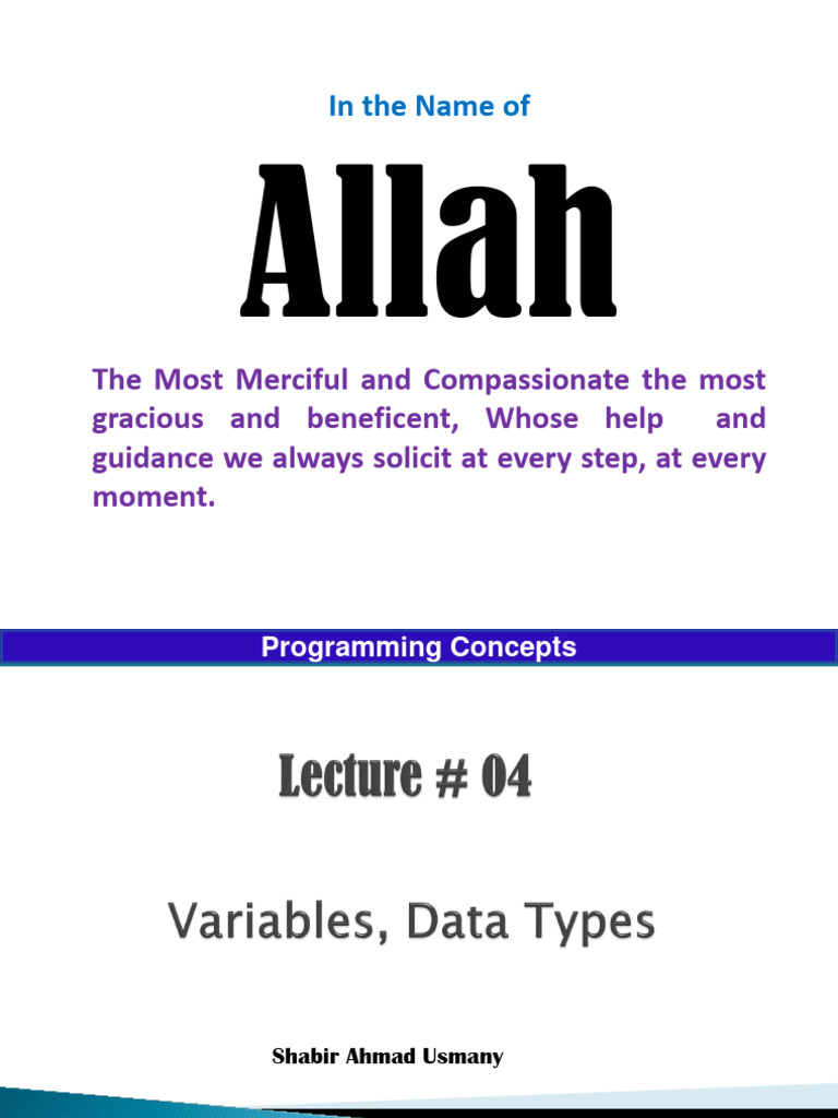 Lecture No 04 Pdf Integer Computer Science Data Type