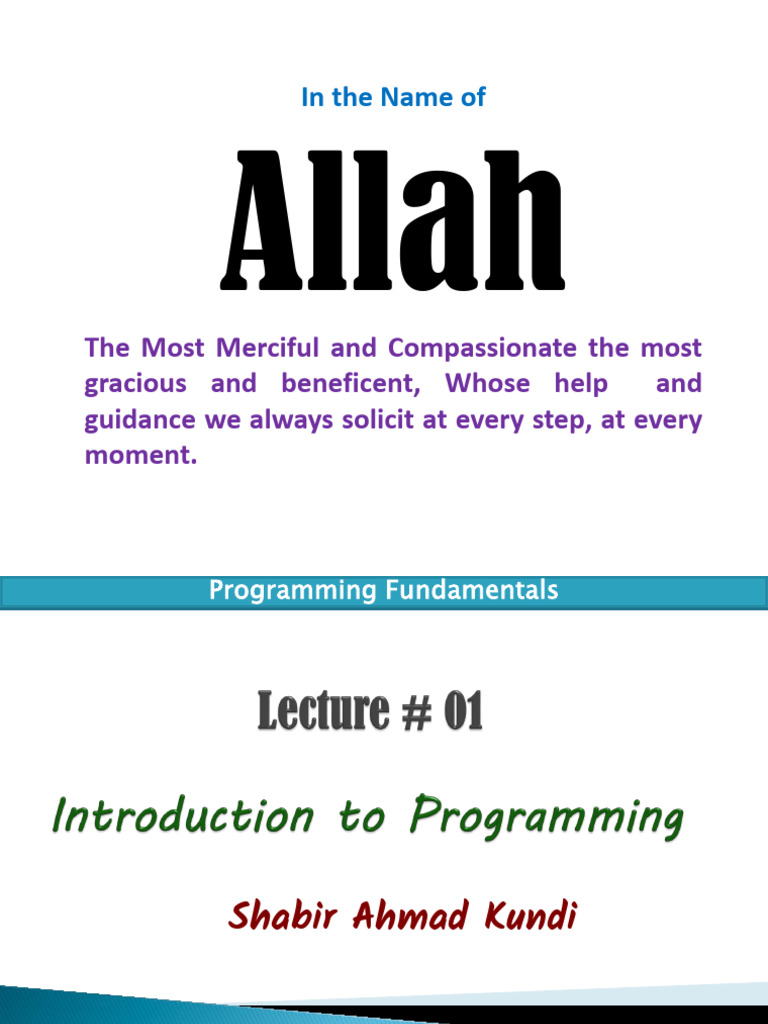 Lecture No.01 | PDF | Concept | Computer Programming Lecture No.01 | PDF | Concept | Computer Programming