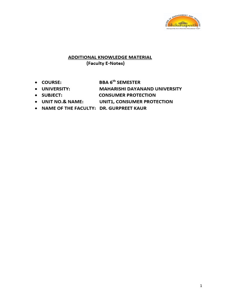 Faculty E-Notes - Unit-1 Consumer Protection | Download Free PDF ... Faculty E-Notes - Unit-1 Consumer Protection | Download Free PDF ...