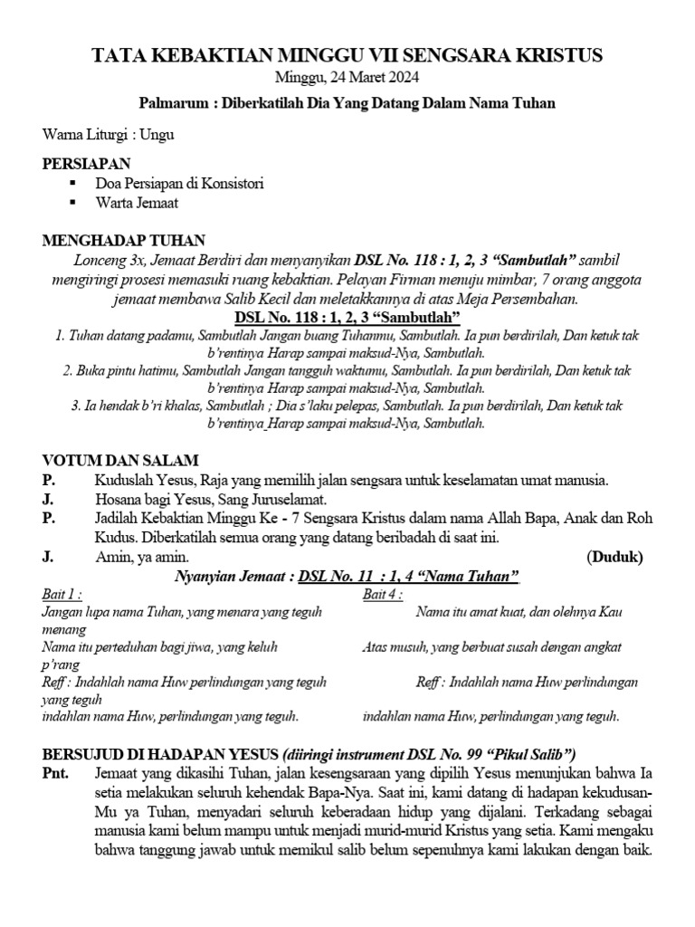 Tata Ibadah Minggu Sengsara VII | PDF | Kajian Bahasa Asing