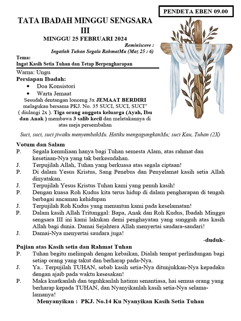 Ibadah Minggu Sengsara III 2024 | PDF | Agama & Spiritualitas | Puisi