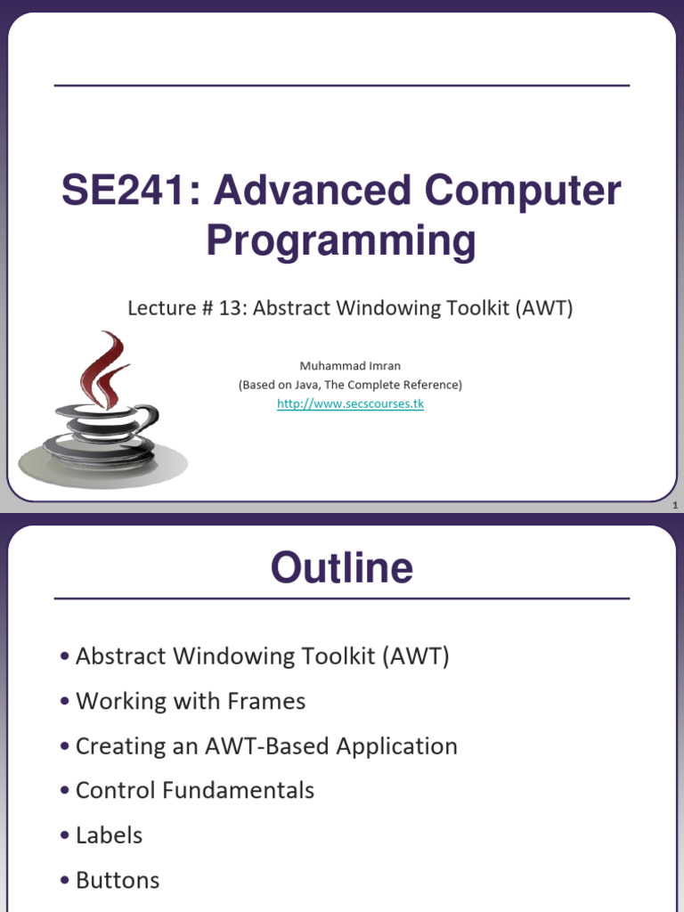 Lecture 13 Awt Pdf Method Computer Programming Programming 4297