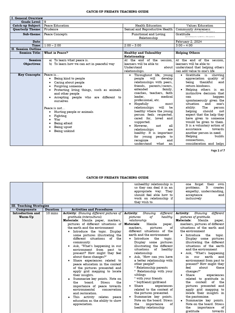 Teaching-Guide-Catchup-FILIPINO Grade 9 | PDF | Learning | Gratitude