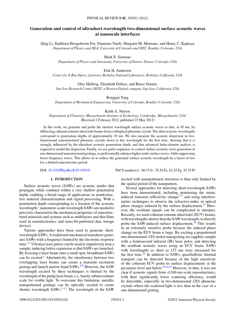 Generation and Control of Ultrashort-Wavelength Two-Dimensional Surface ...