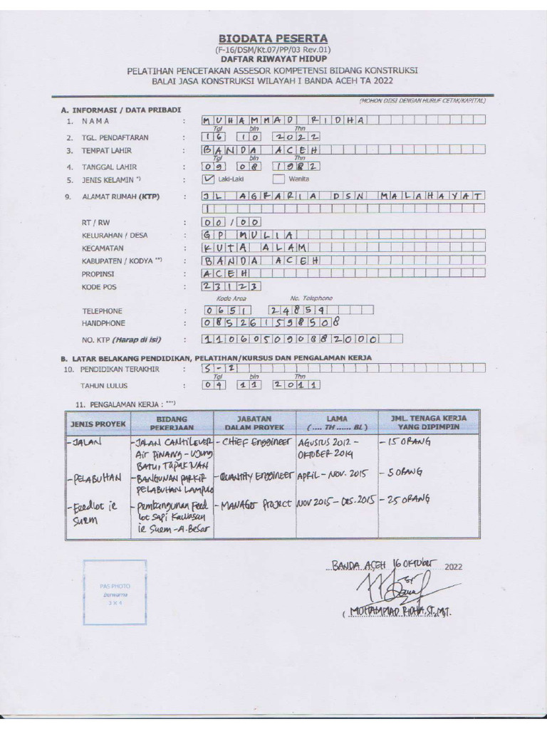 CV - Calon Assesor | PDF