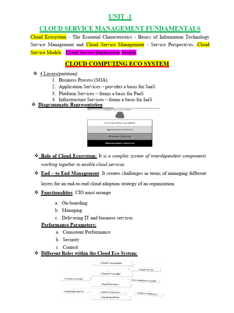 CS Unit-I - Keypoints | PDF | Cloud Computing | Software As A Service