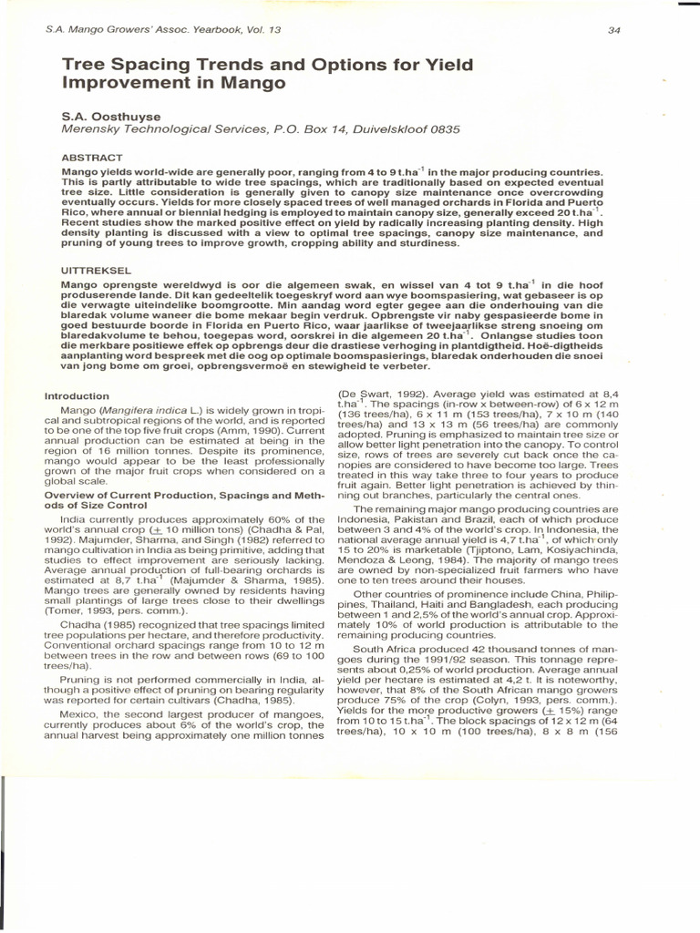 Tree Spacing Trends and Options For Yield | PDF | Pruning | Trees