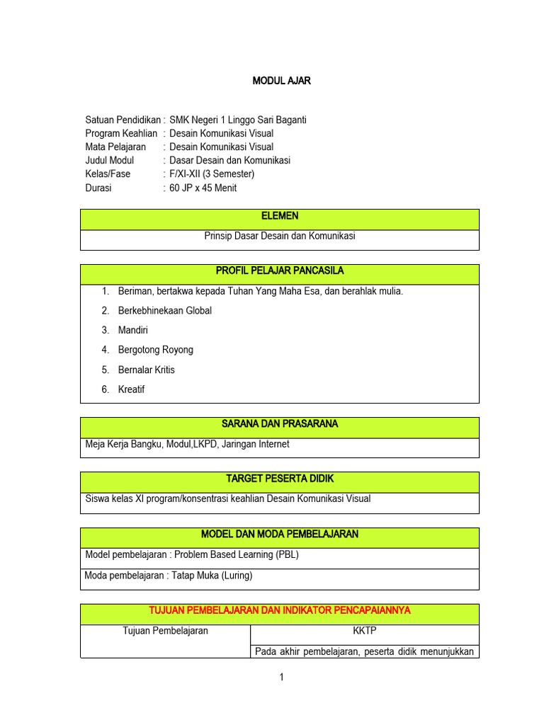 Modul Ajar Fase F DKV | PDF