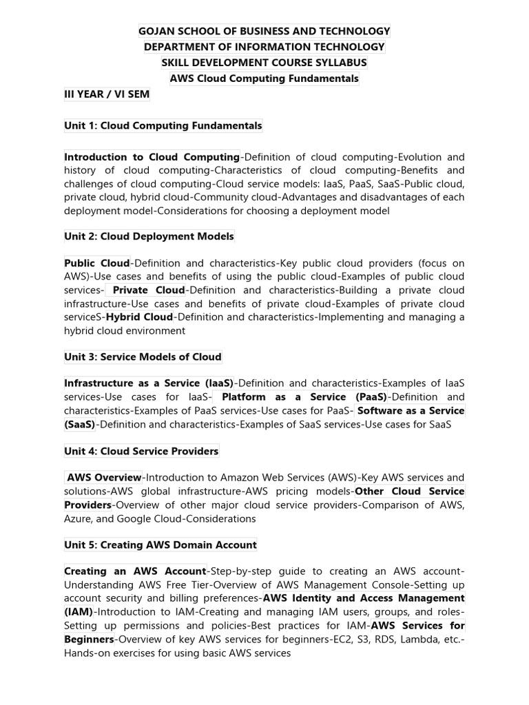 AWS syllabus | PDF