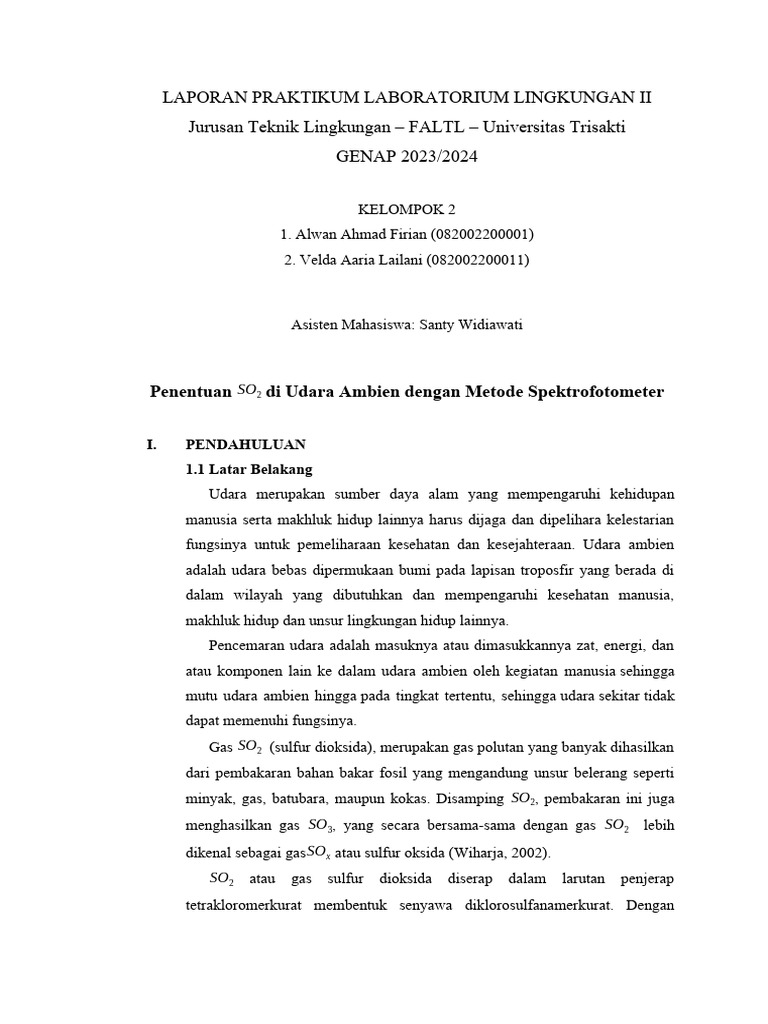 Laporan Praktikum Laboratorium Lingkungan Ii | PDF