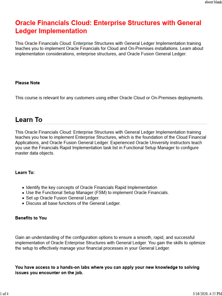 Oracle Financials Cloud: Enterprise Structures With General Ledger ...