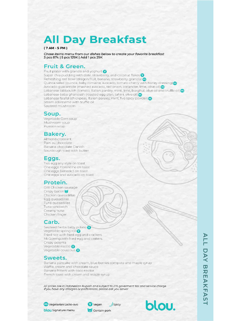 Blou Cafe Canggu Menu | PDF