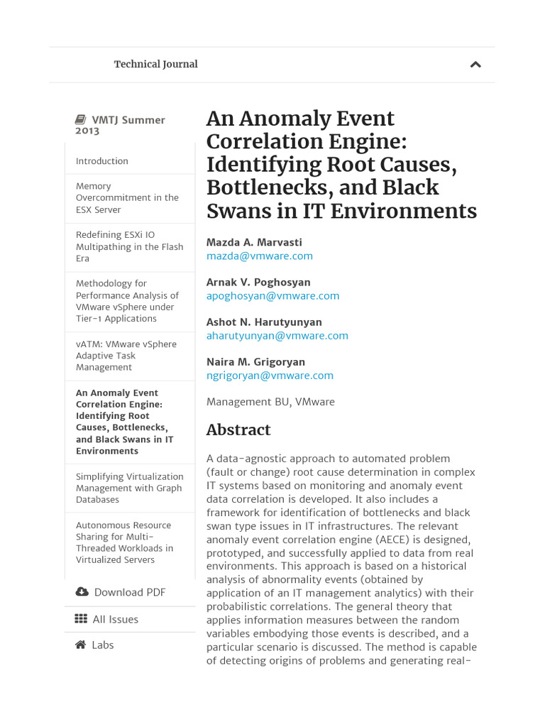 An Anomaly Event Correlation Engine - Identifying Root Causes, B | PDF ...