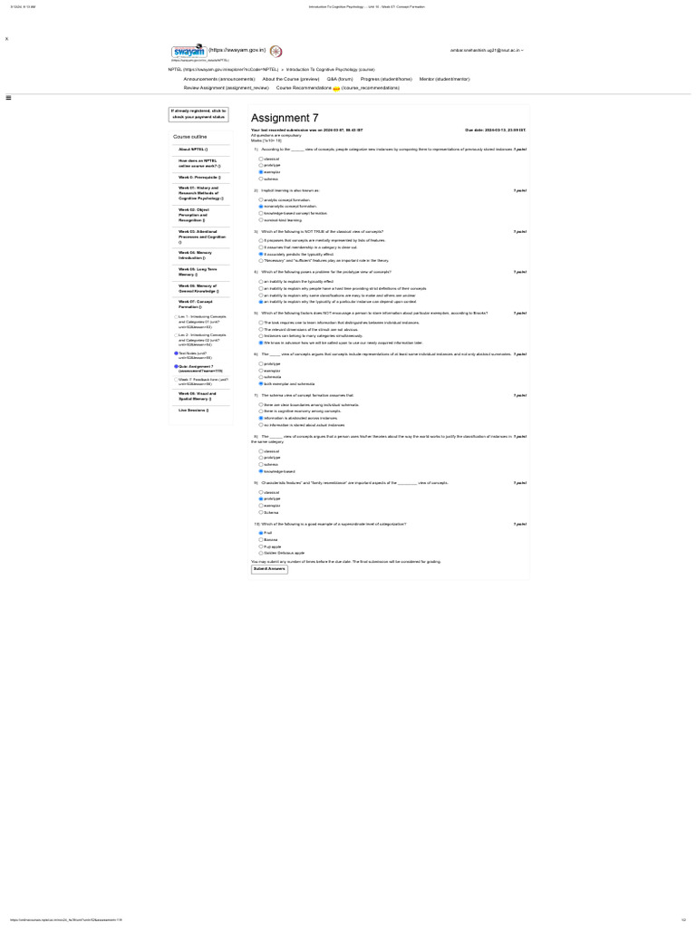 Introduction To Cognitive Psychology - Unit 10 - Week 07 - Concept ...