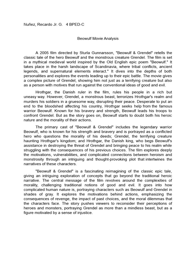 Beowulf Movie Analysis | Download Free PDF | Beowulf | Hero