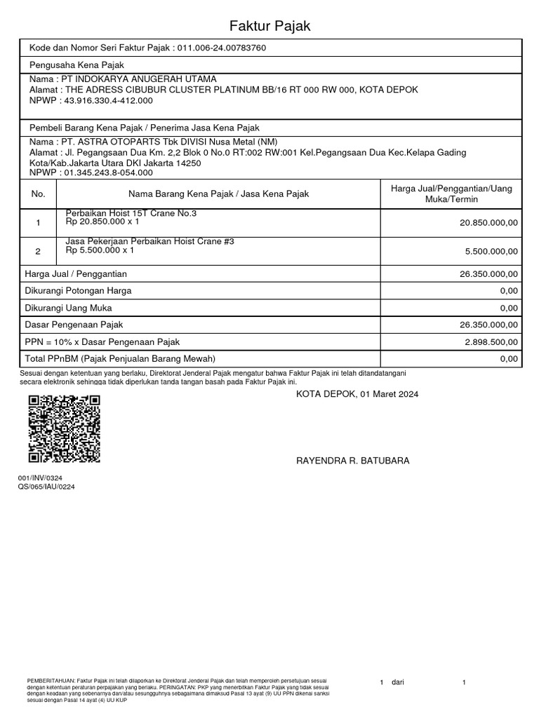Faktur Pajak Iau-Astra | PDF
