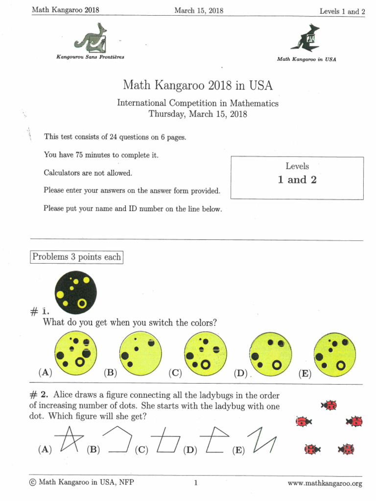 Math Kangaroo 1&2 | PDF